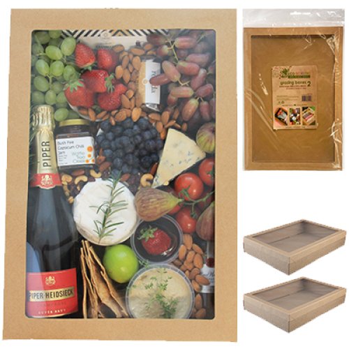 EXTRA LARGE KRAFT RECTANGLE GRAZING BOX WITH LID X 2 pack | Whip It Up ...