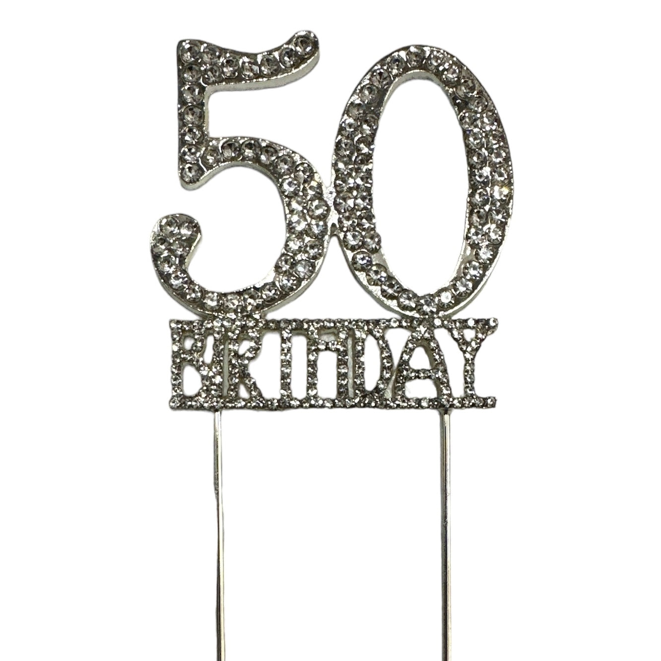 50TH BIRTHDAY DIAMANTE CAKE PIN SILVER | Whip It Up Cake Supplies