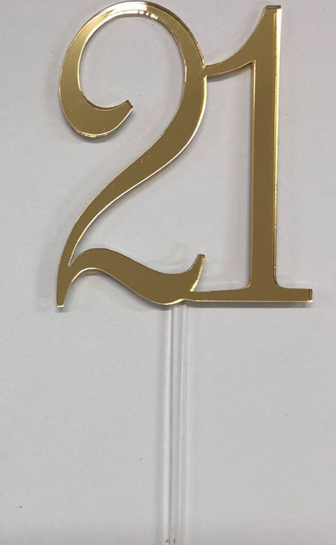 21st CAKE TOPPERS ACRYLIC & WOOD [MESSAGE: 21 ELEGANT GOLD MIRROR CAKE ...