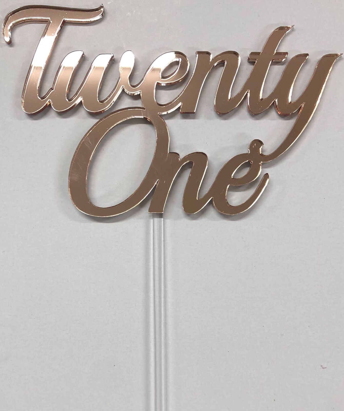 21st CAKE TOPPERS ACRYLIC & WOOD [MESSAGE: TWENTY FIRST ROSE GOLD ...