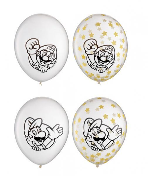 SUPER MARIO CONFETTI LATEX BALLOONS 6 pack | Whip It Up Cake Supplies