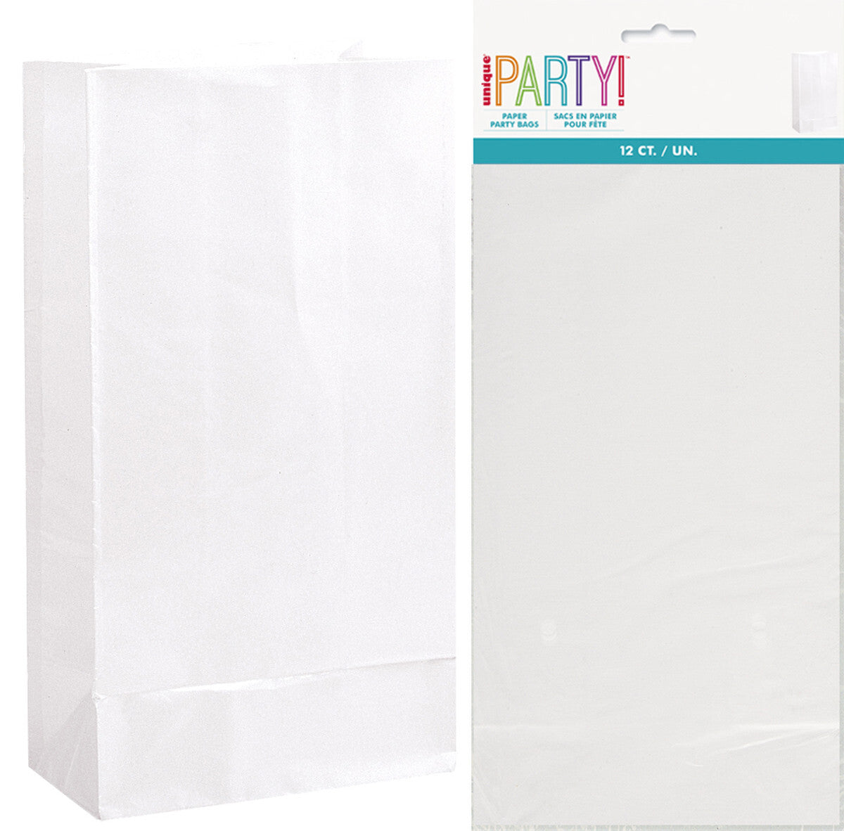 WHITE PAPER LOOT BAGS 12 pack