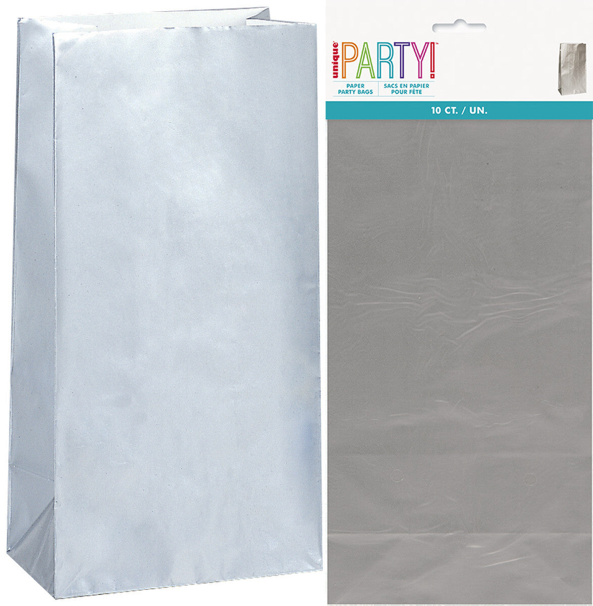 SILVER PAPER LOOT BAGS 12 pack | Whip It Up Cake Supplies