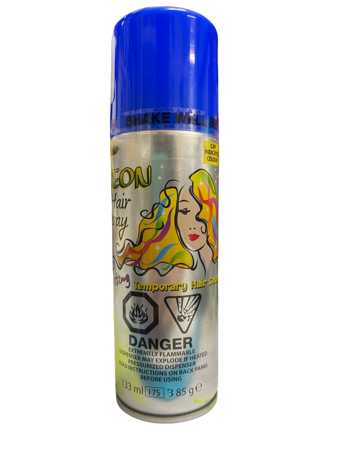 NEON HAIR SPRAY BLUE 133ml | Whip It Up Cake Supplies